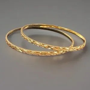 Jewelry | Vintage Goldtone Textured Stacking Bangle Bracelet Set Of 2 ...